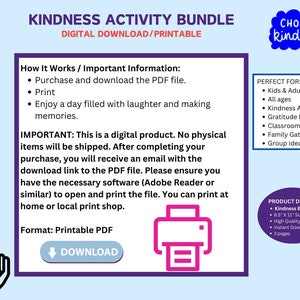 Kindness Activity Bundle, World/national Kindness Day, Class/family ...