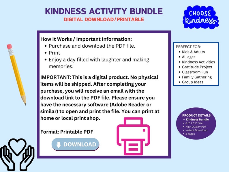 Kindness Activity Bundle, World/national Kindness Day, Class/family ...
