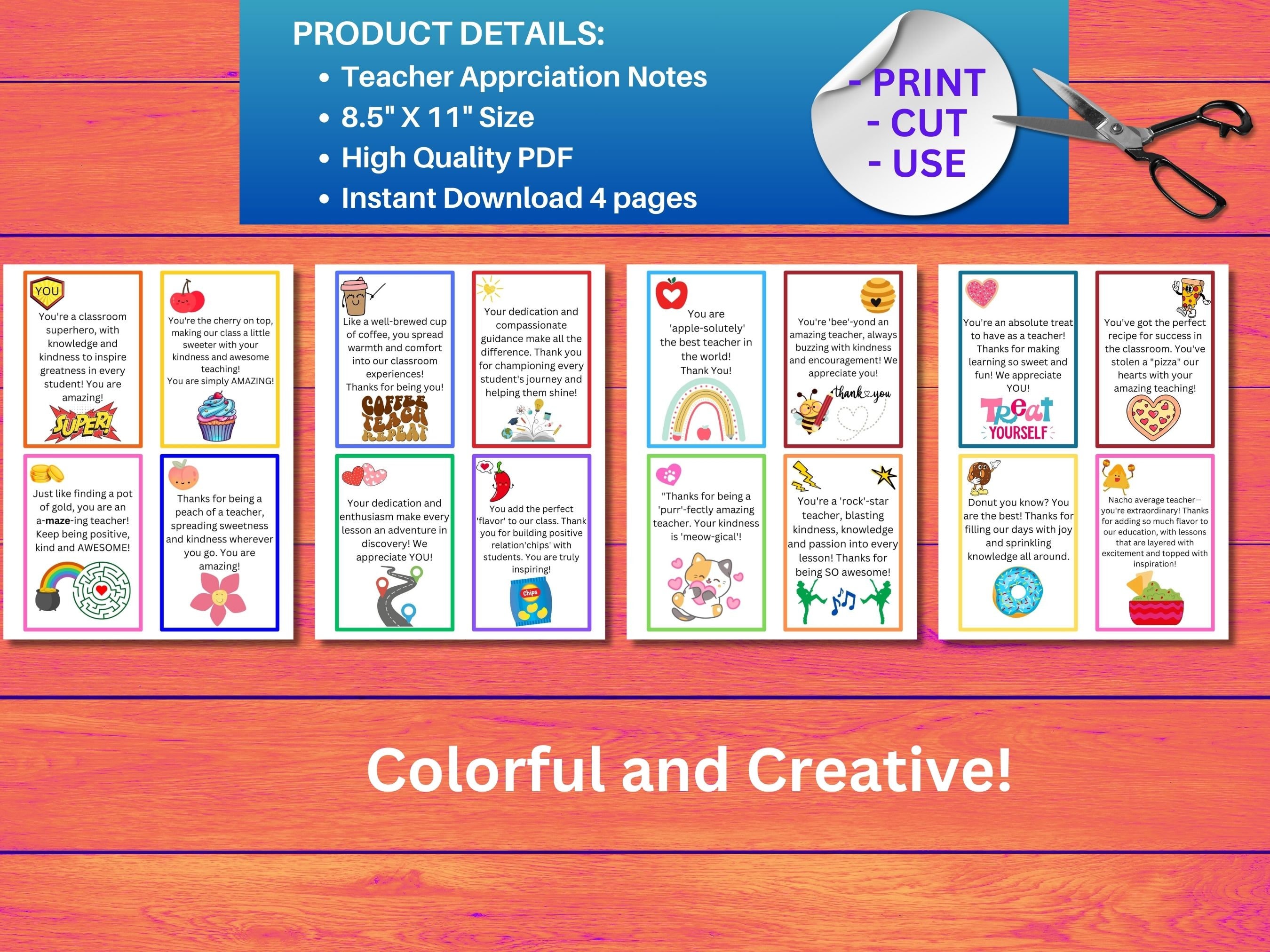 Teacher, Educator & Staff Appreciation Notes, Thank You Cards, School ...