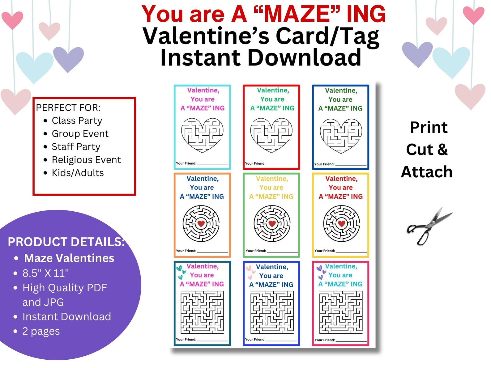You Are A"maze"ing Printable Valentine's, Classroom Valentine's ...