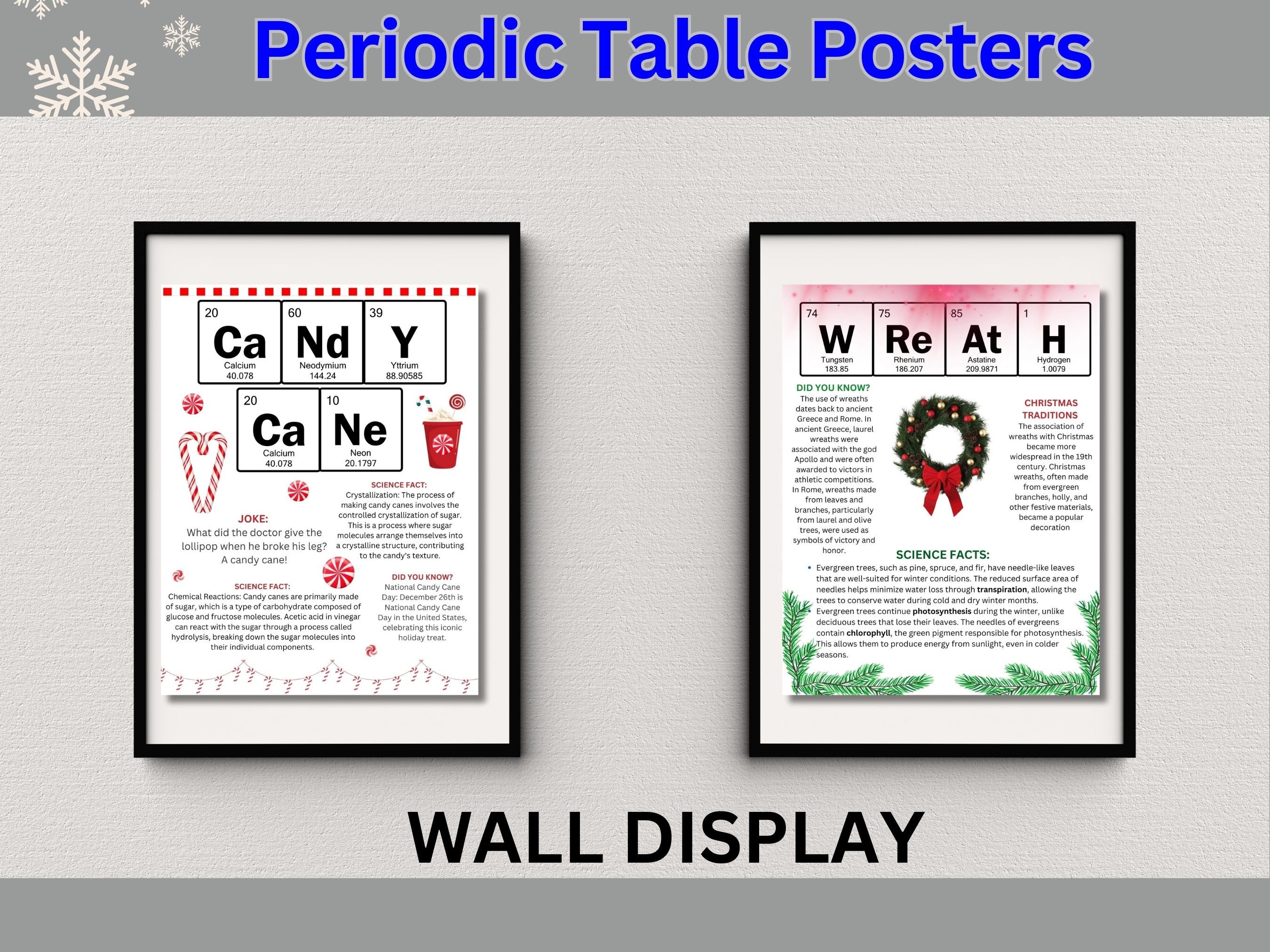 Winter-themed Periodic Table Posters, Science Geek Gift, Classroom ...