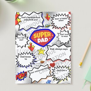 Superhero Dad Father's Day Download/printable Sheet, Perfect Gift for ...