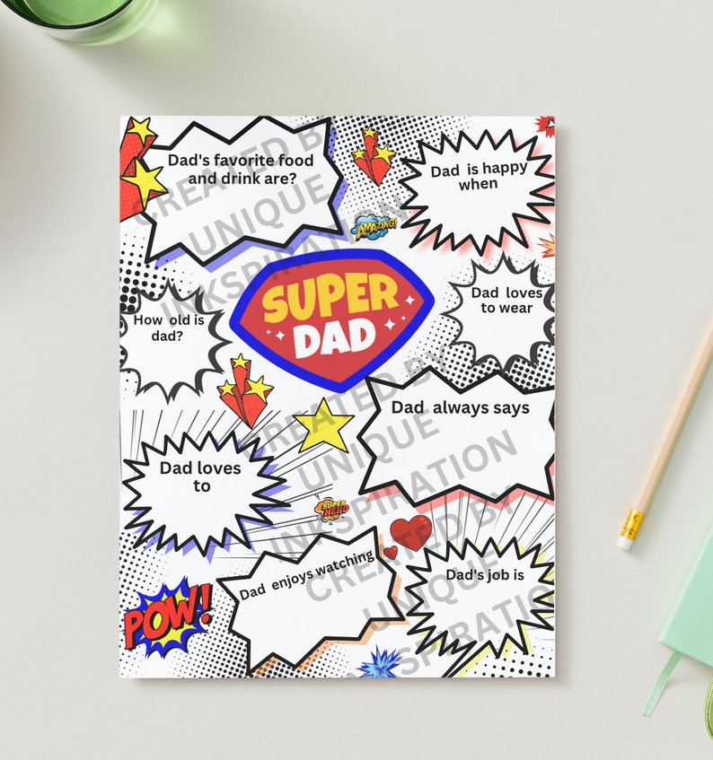 Superhero Dad Father's Day Download/printable Sheet, Perfect Gift for ...