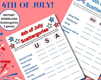 4th of July Scattergories, 4th of July Game, Patriotic Game ...