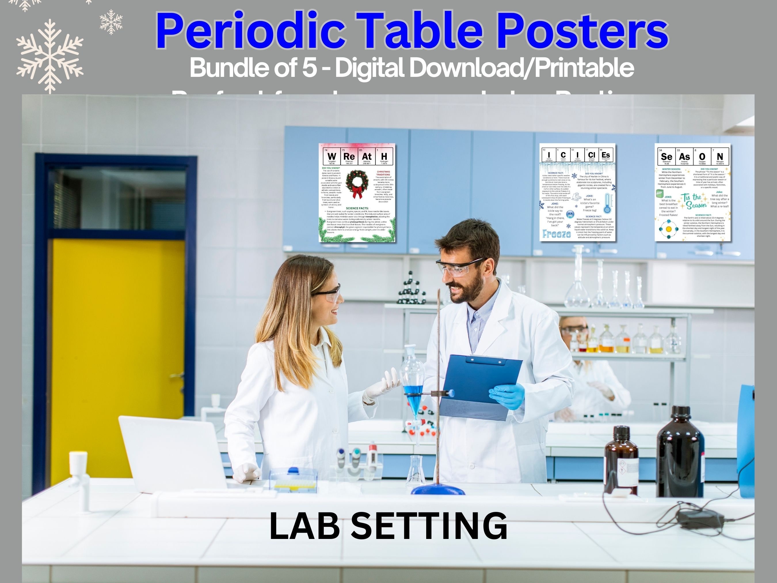 Winter-themed Periodic Table Posters, Science Geek Gift, Classroom ...