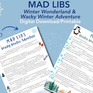 Winter-themed Mad Libs, Class Activity, Family Party, Group Game ...