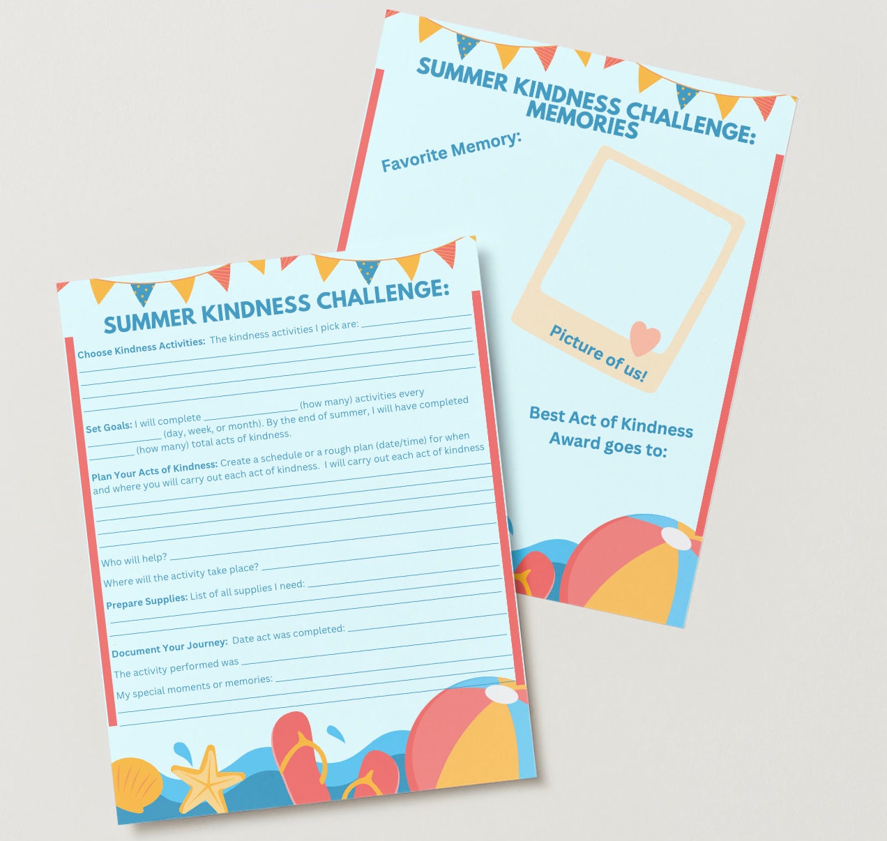 Summer Kindness Challenge for Kids Instant Printable/download, - Etsy