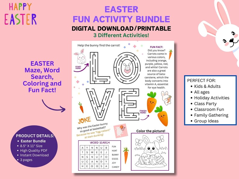 Easter Fun Activity Pack: Mazes, Jokes, & More! Perfect for Kids ...