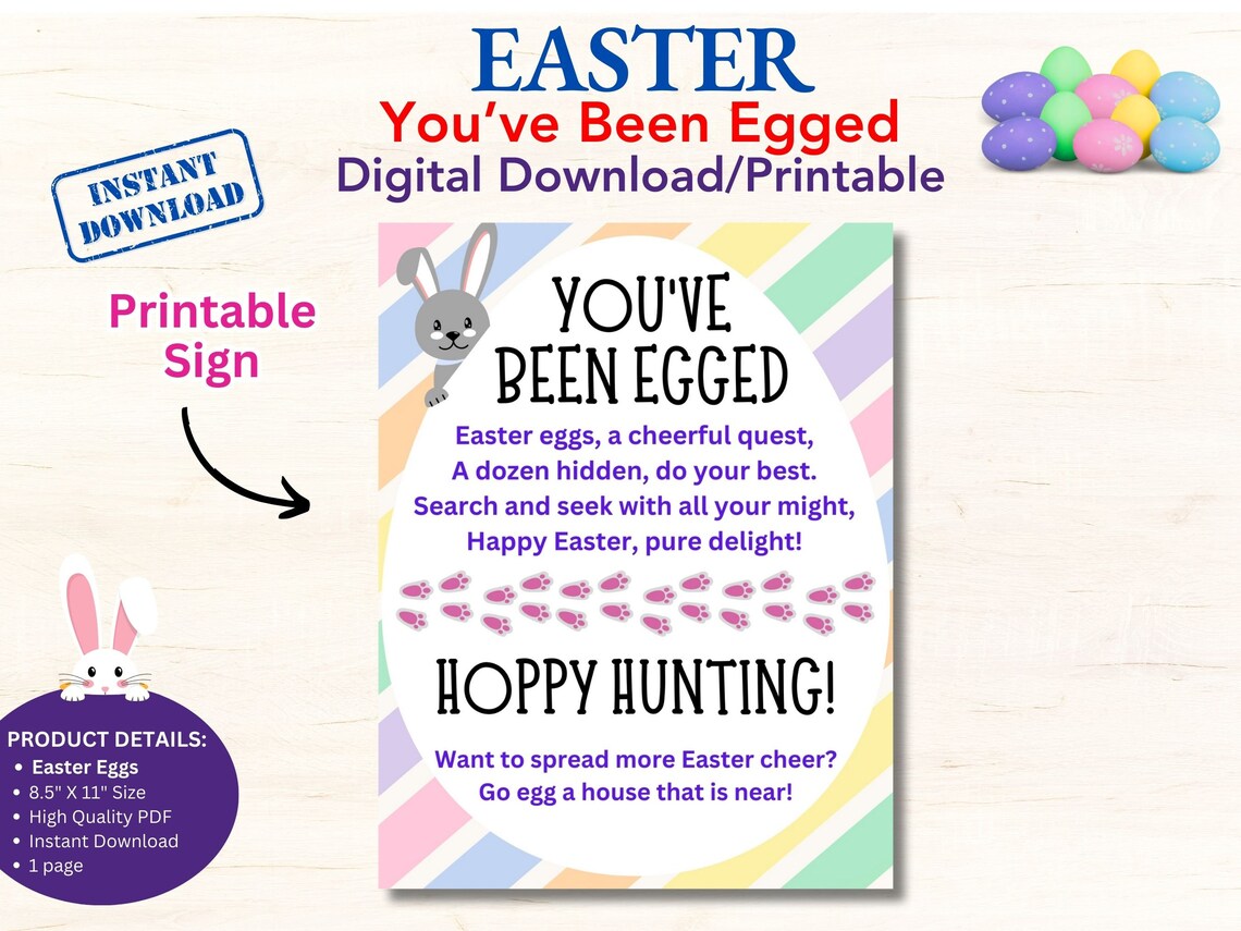 You've Been Egged Easter Game, Gift, Neighborhood Easter Egg Hunt ...