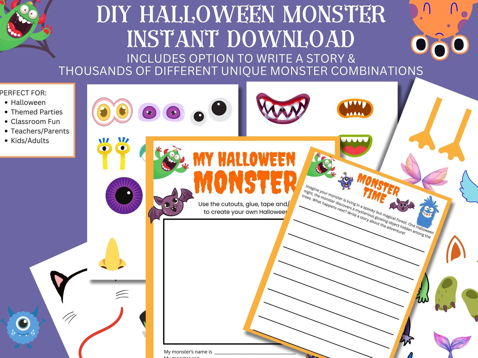 DIY Monster Creation Bundle, 40 Monster Traits Included, Classroom ...