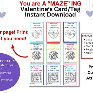 You Are A"maze"ing Printable Valentine's, Classroom Valentine's ...