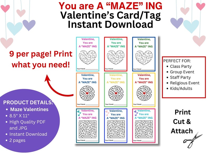 You Are A"maze"ing Printable Valentine's, Classroom Valentine's ...