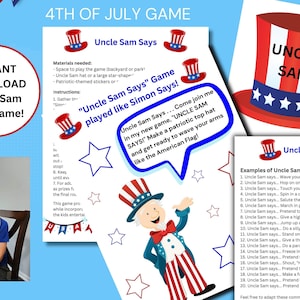 Uncle Sam Says Game, Fourth of July Activity, Fun and Engaging Kids ...