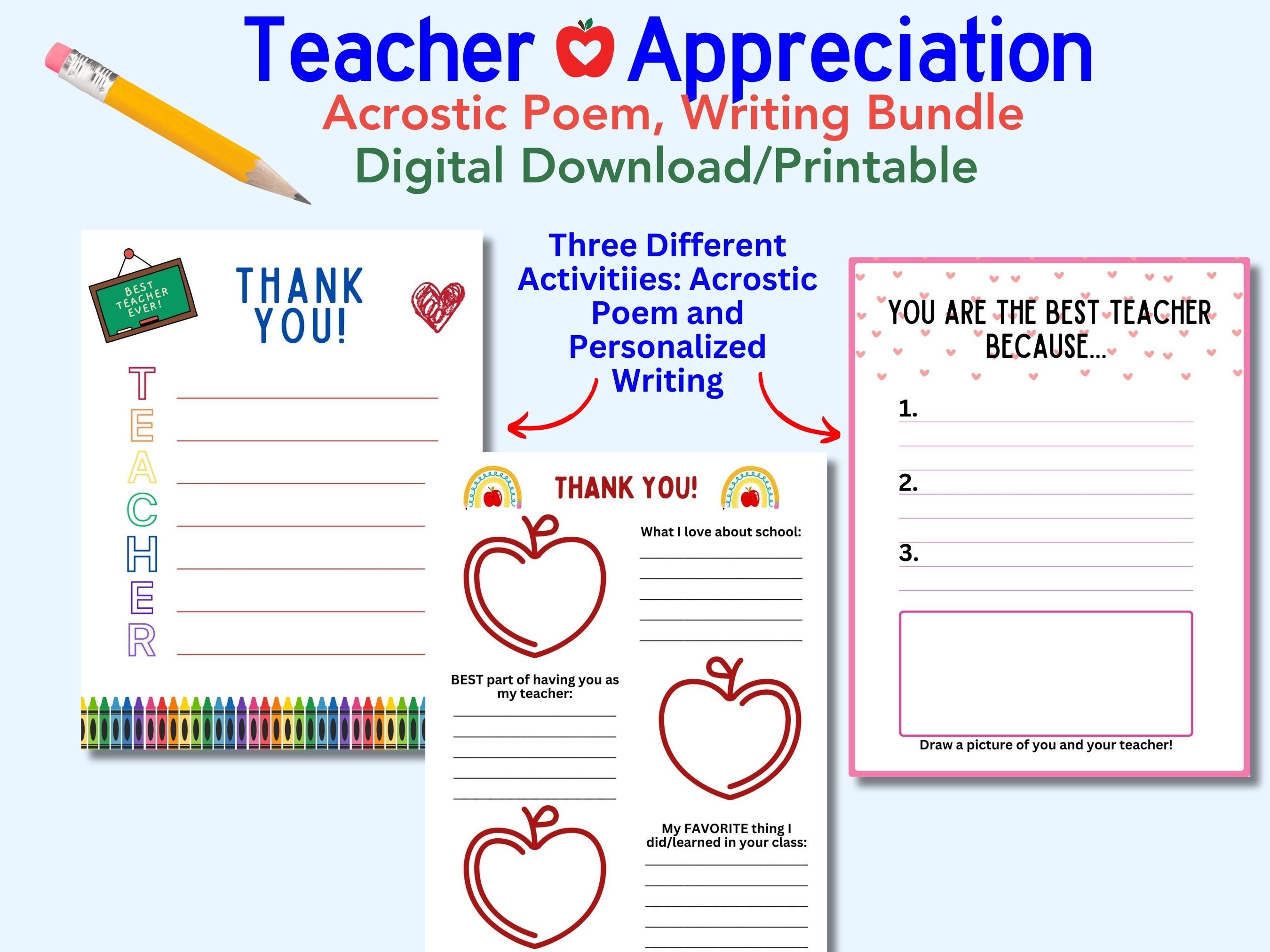 Teacher Appreciation Week, Thank You Note, End of the Year Gift ...