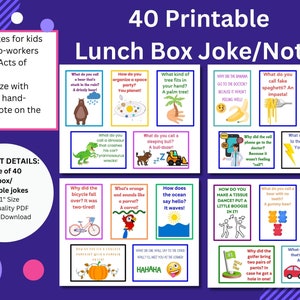 Bundle of 40 Funny Jokes, Kid's Lunchbox Notes, Ice-beaker Laughs ...