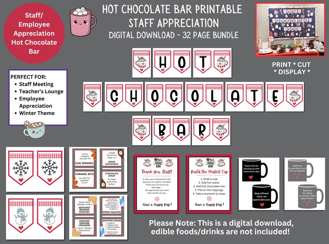Staff Appreciation "hot Chocolate Bar" Printable, Teacher & Employee ...