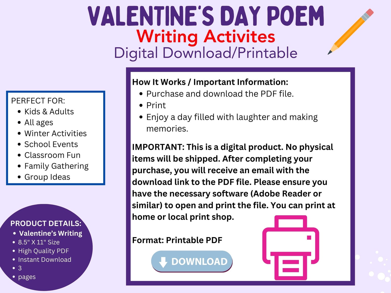 Valentine's Writing Pack: Acrostic Poem, Hearts of Love, & Expressive ...