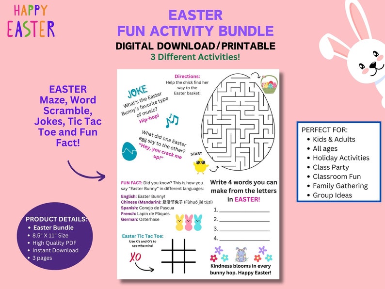 Easter Fun Activity Pack: Mazes, Jokes, & More! Perfect for Kids ...