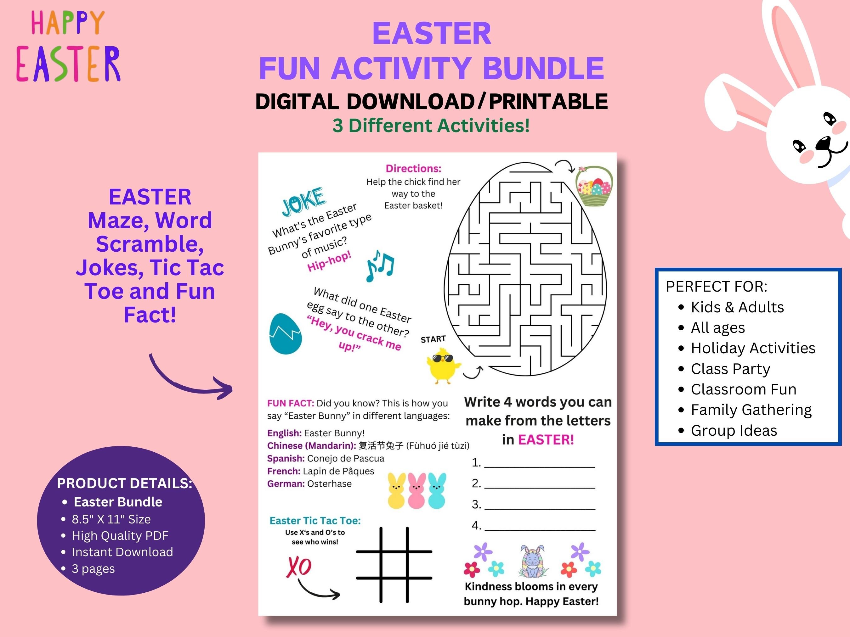 Easter Fun Activity Pack: Mazes, Jokes, & More! Perfect for Kids ...