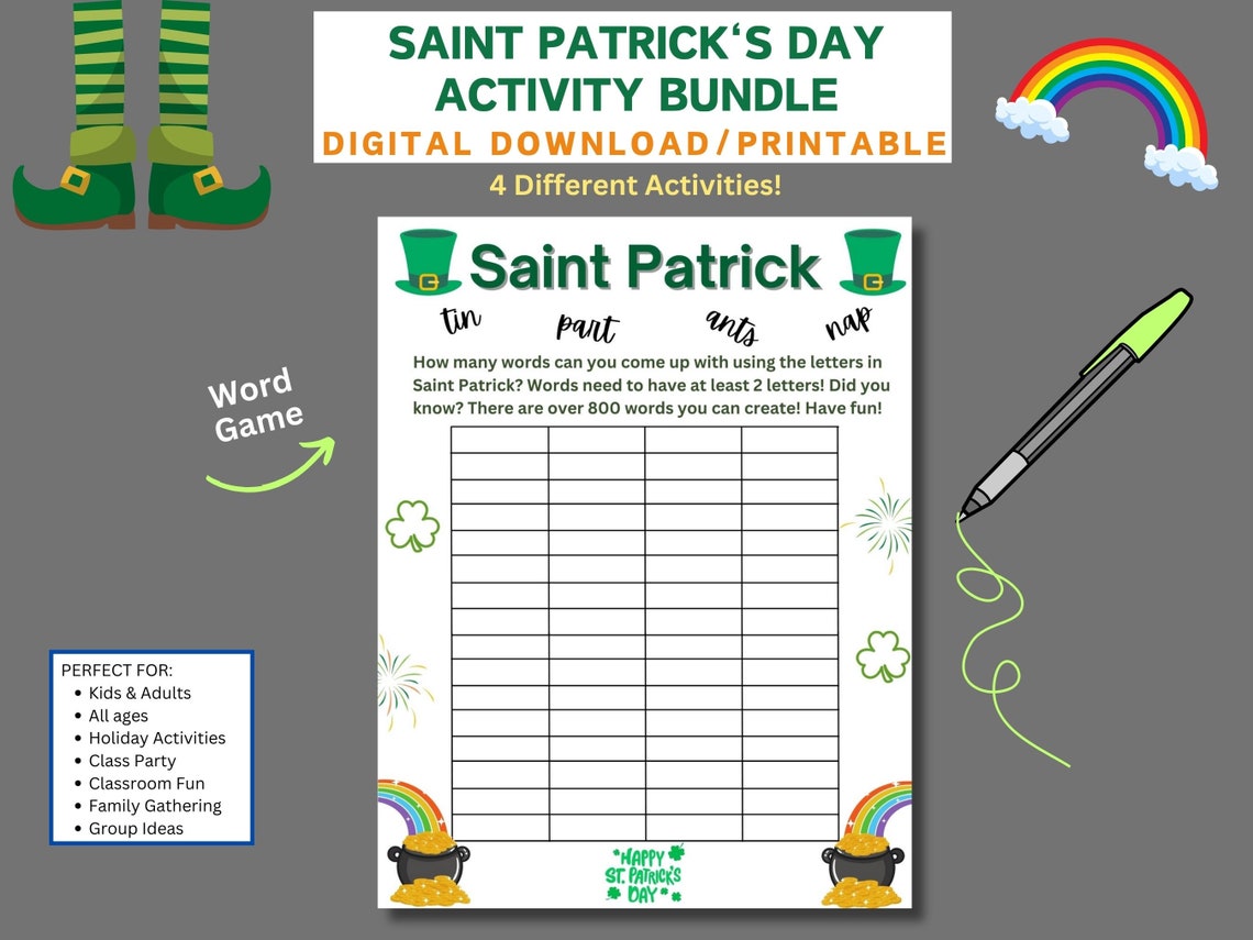 Saint Patrick's Day Digital Fun Pack, Scavenger Hunt, Word Play, This ...