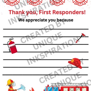 First Responder Thank You Notes - Instant Download & Print, Police, EMS ...