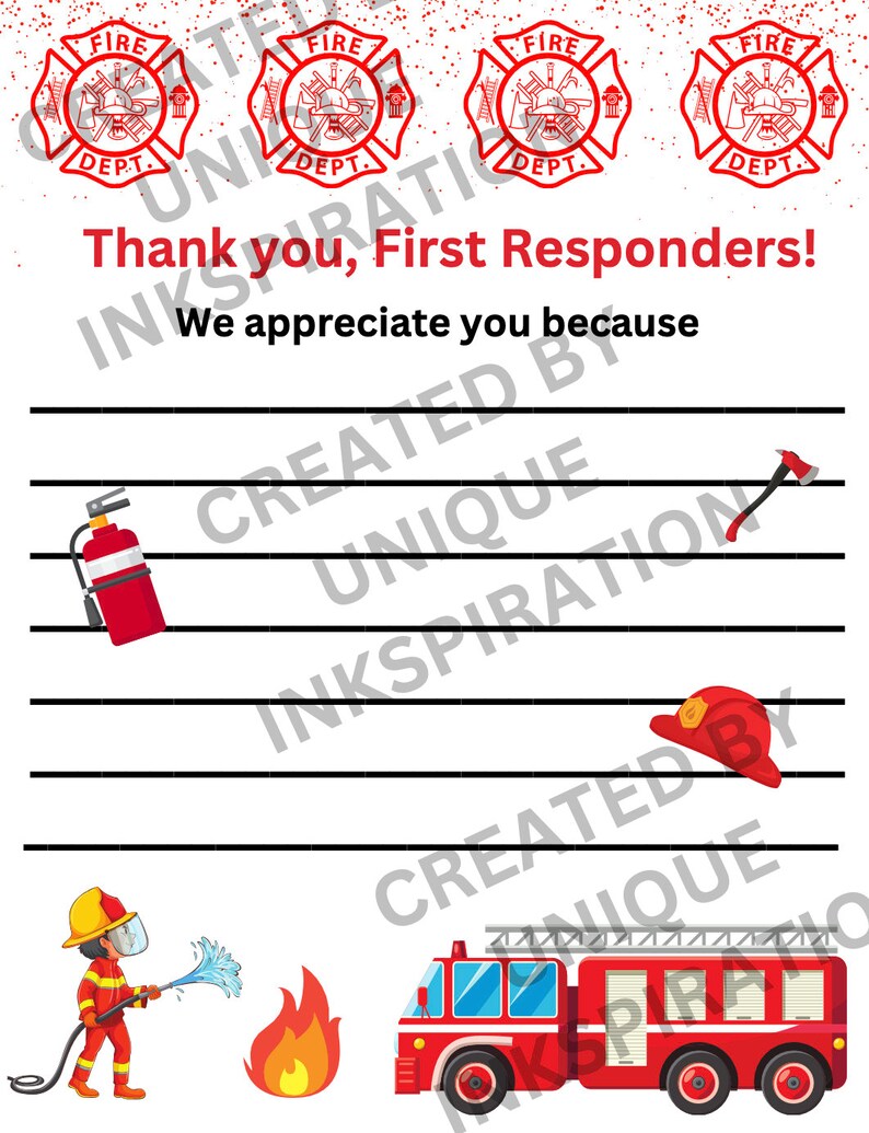 First Responder Thank You Notes - Instant Download & Print, Police, EMS ...