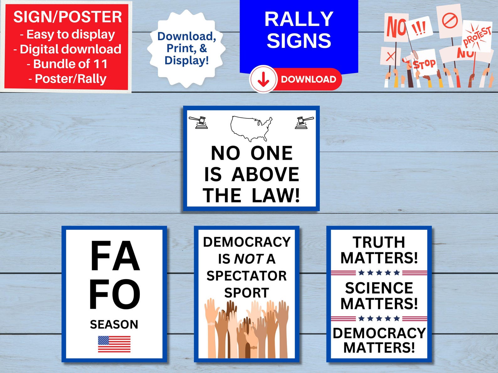 Rally Protest Signs - Digital Download, FAFO, 11 Posters for Protests ...