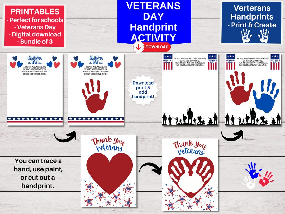 Veterans Day Handprint Art Project, Thank You Veterans/military ...