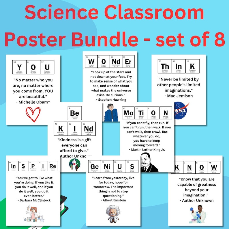 Bundle of 8 Periodic Table Printable Wall Decorations. Instant PDF ...