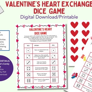 Valentine's Dice Game, Heart Exchange Game, School & Family Activity ...