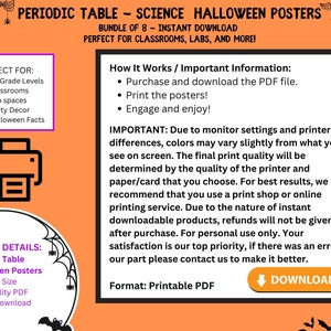 Periodic Table Halloween Science Posters, Halloween Decor, Classroom ...