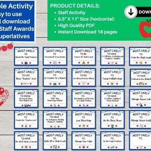 Teacher/staff Superlative Awards, School Party, Funny Teacher ...