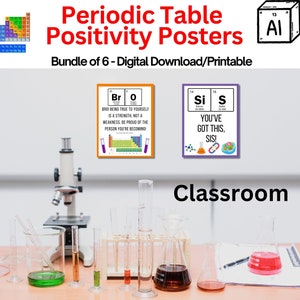 Periodic Table Poster Set, Positive Vibes, Science, STEM, Printable ...