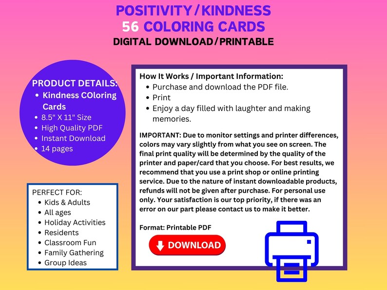 Compliment Cards, Kindness Coloring Card Activity, Social Emotional ...