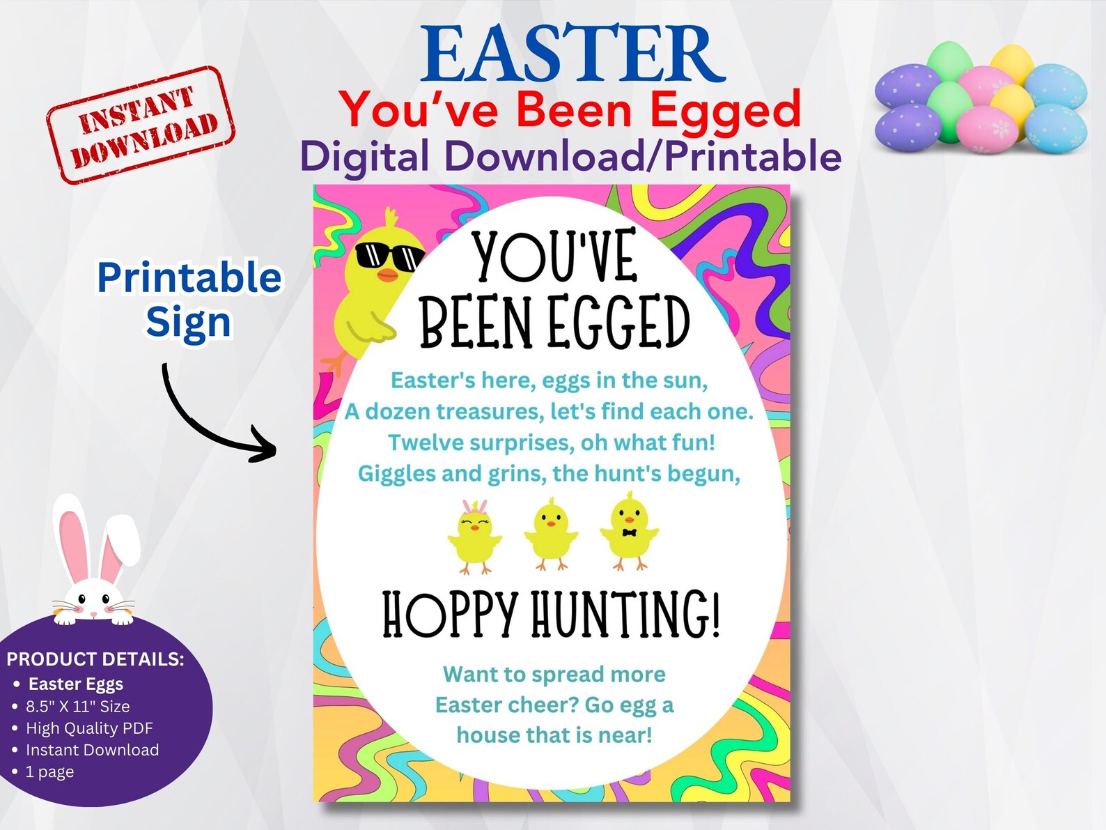 You've Been Egged Easter Game, Gift, Neighborhood Easter Egg Hunt ...