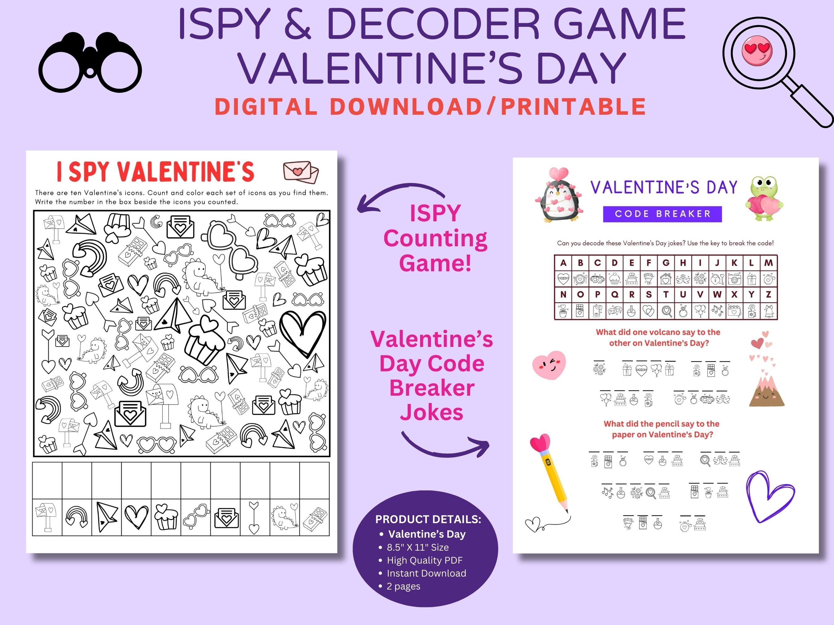 Valentine's Day Games: Interactive I Spy & Decoder Puzzle Set, Brain ...
