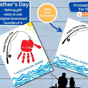 Father's Day Fishing Handprint, Personalized Gift for Dad, Daddy's ...
