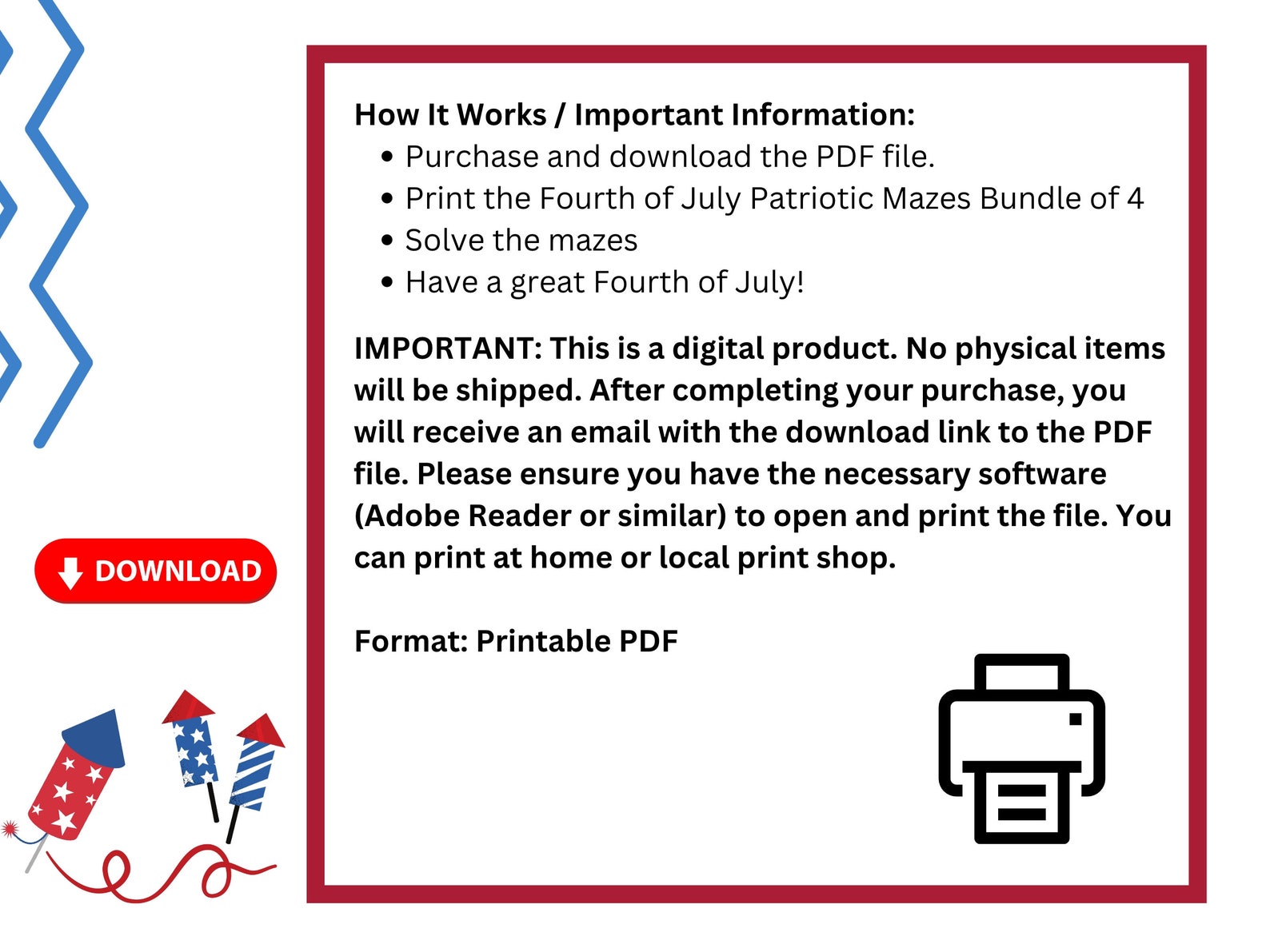 Fourth of July Patriotic Mazes- Printable Bundle, 4th of July, Holiday ...