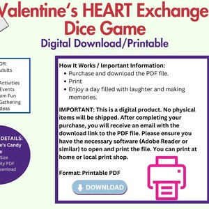 Valentine's Dice Game, Heart Exchange Game, School & Family Activity ...