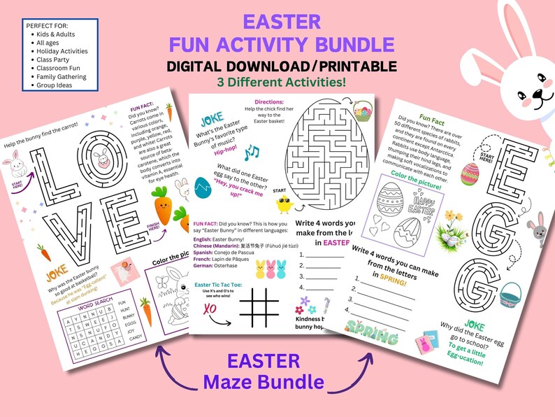 Easter Fun Activity Pack: Mazes, Jokes, & More! Perfect for Kids ...