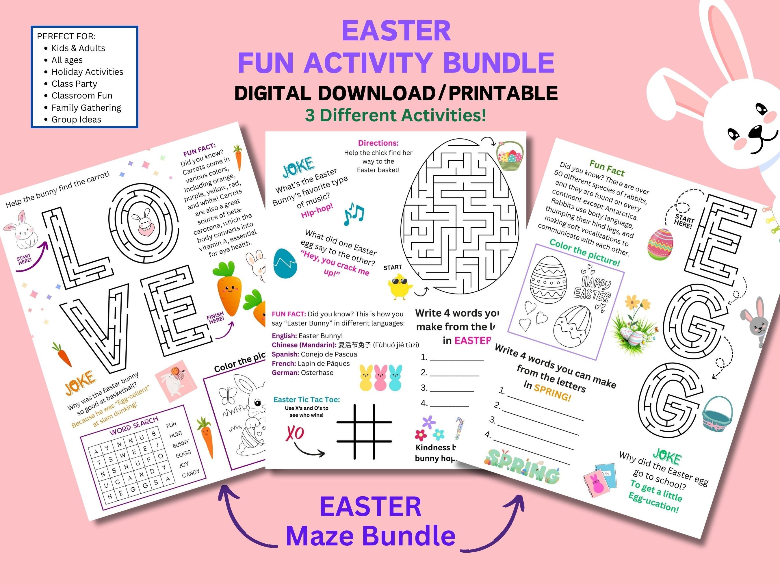 Easter Fun Activity Pack: Mazes, Jokes, & More! Perfect for Kids ...