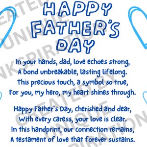 Handprint Poem Father's Day - Printable/download, Gift for Dad, Daddy ...