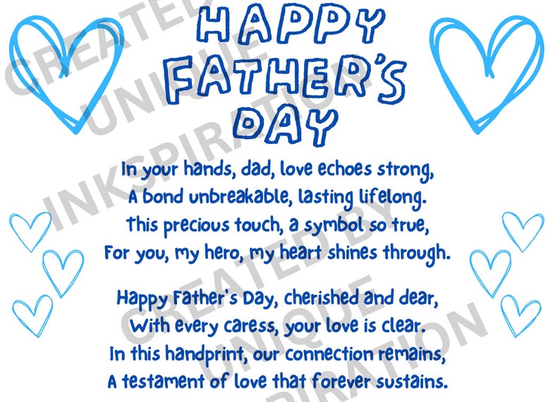 Handprint Poem Father's Day - Printable/download, Gift for Dad, Daddy ...