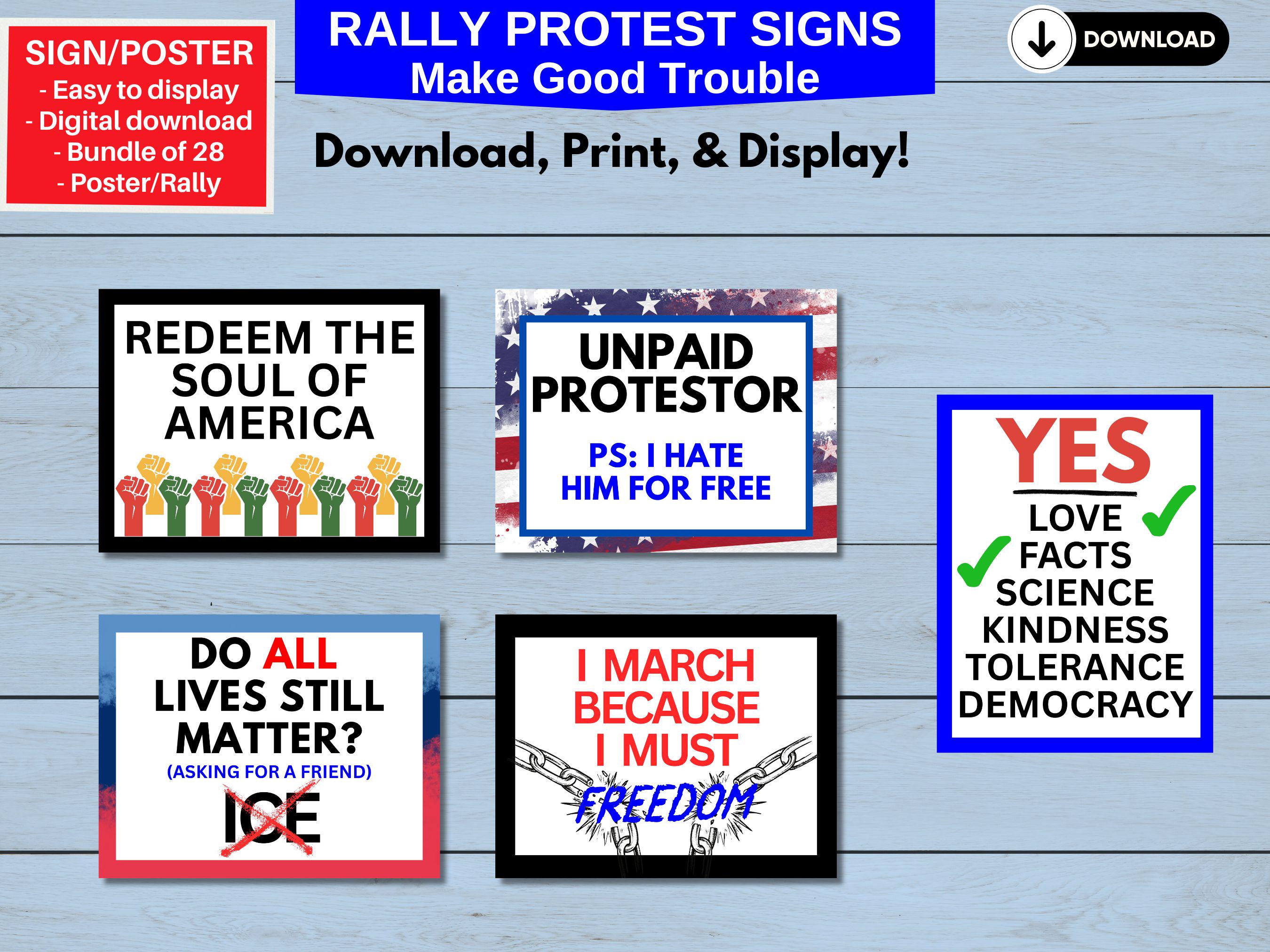 Make Good Trouble Protest Signs Bundle, July 17th Rally Posters, No ...