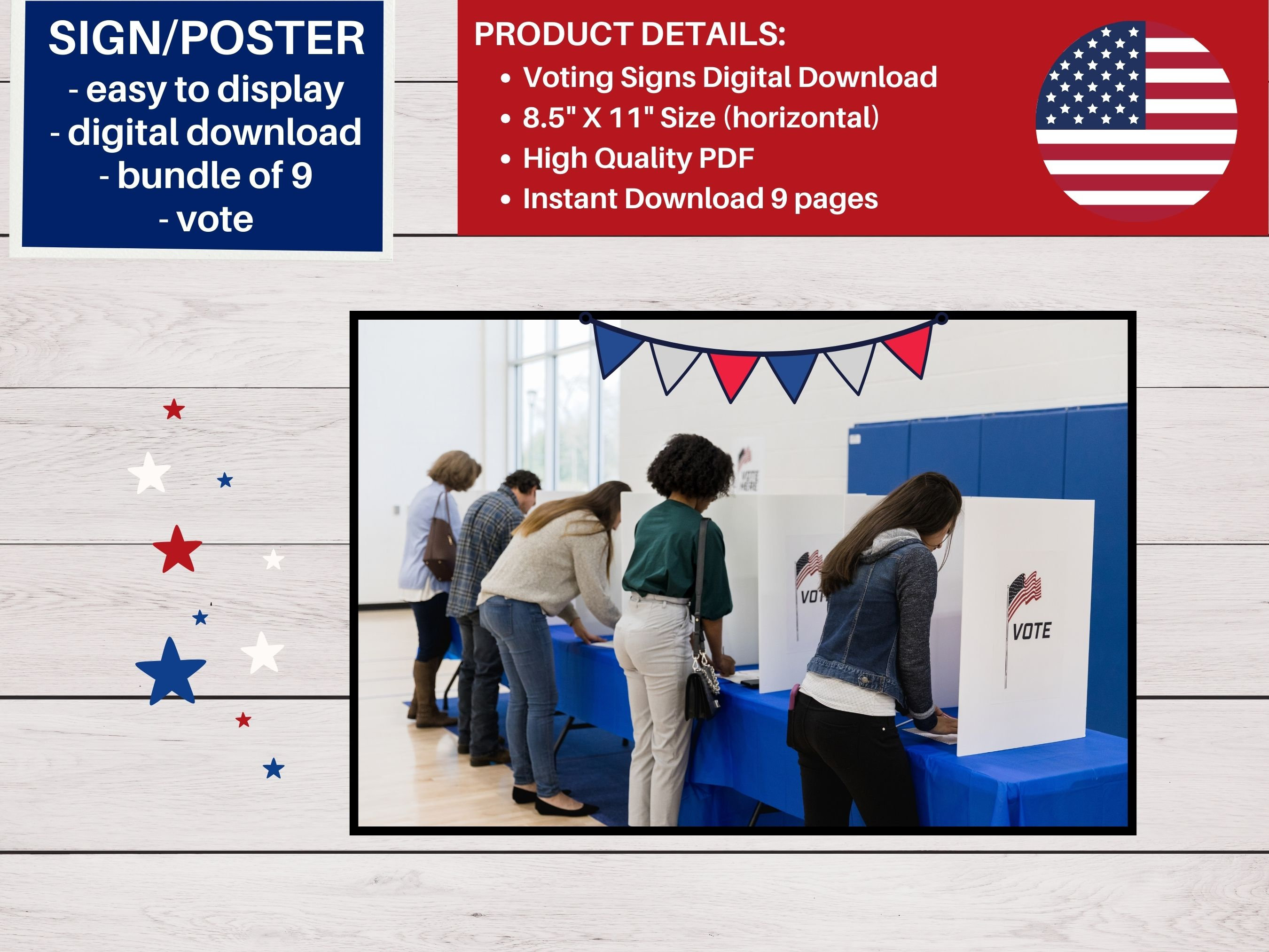Vote Signs, Election Day Poster Bundle, USA Voting Pack, Voting Rights ...