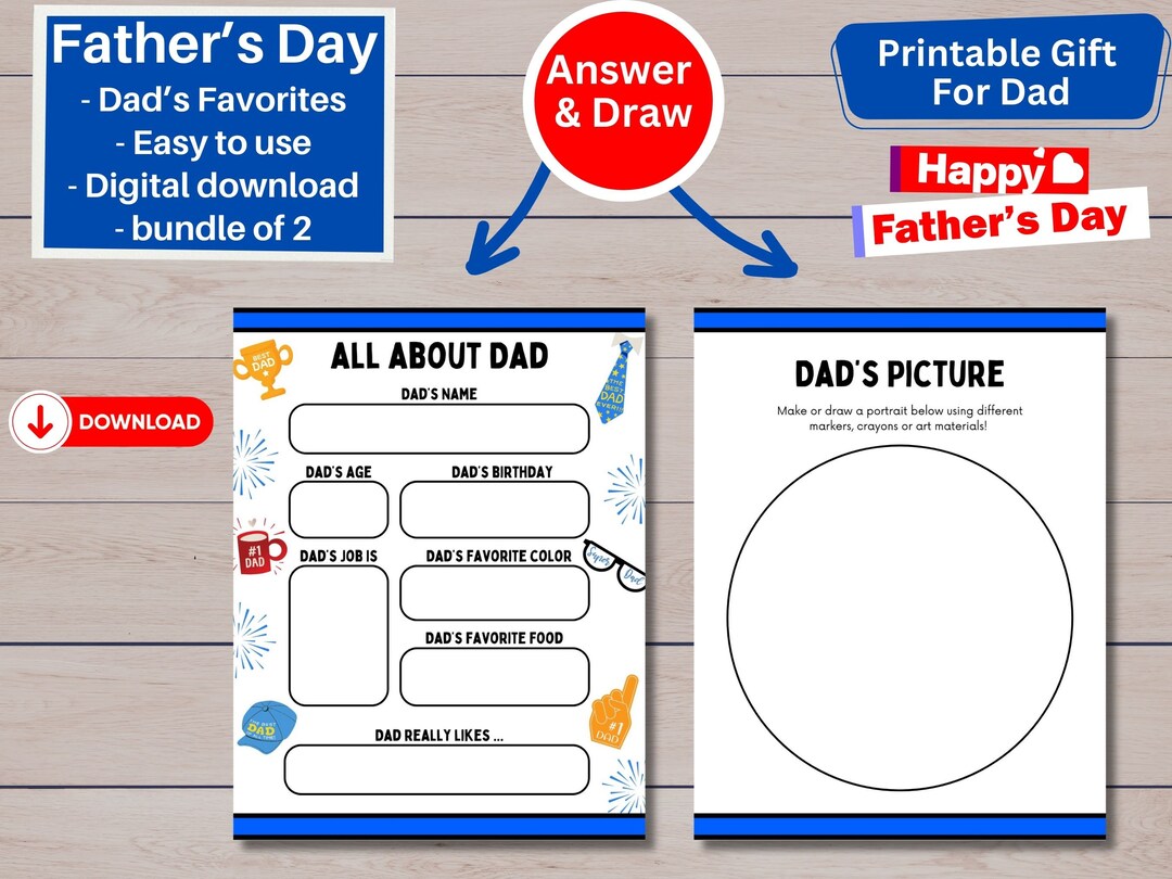 All About Dad Father's Day Printable, Personalized Father's Day ...