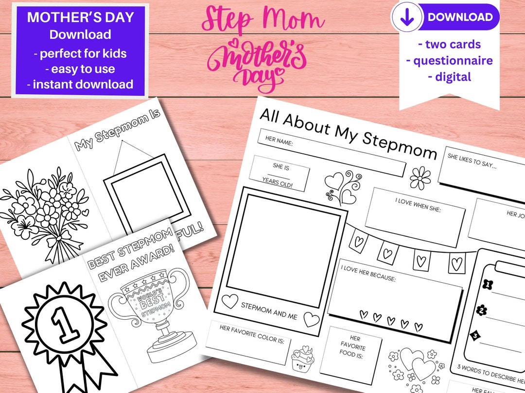 All About My Stepmom, Mother's Day Gift, Personalized Card for Stepmom ...
