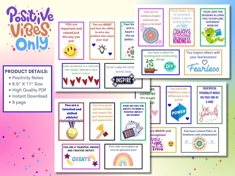 40 Positivity Lunch Notes, Self-affirmations, Growth Mindset, Office ...