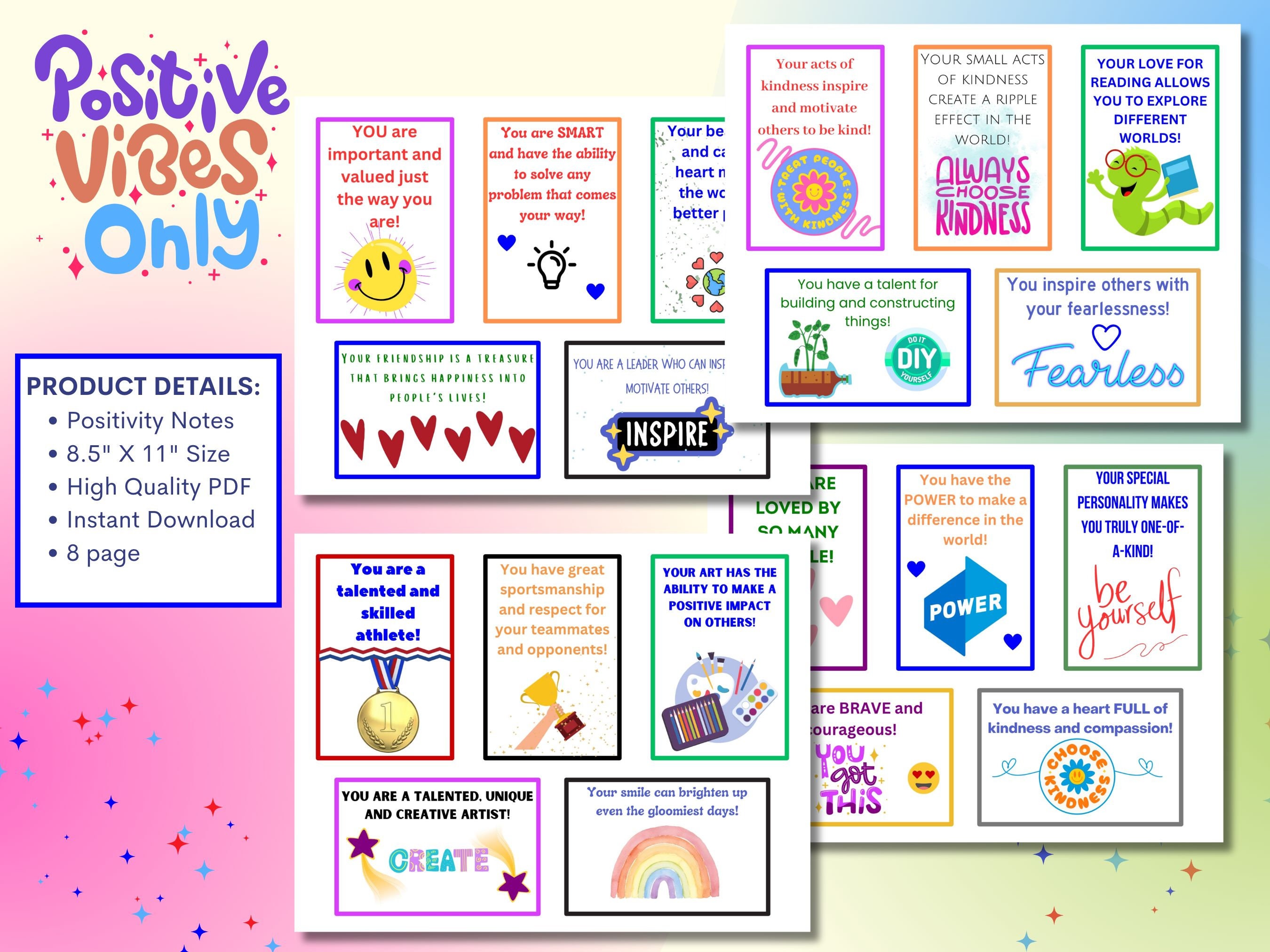 40 Positivity Lunch Notes, Self-affirmations, Growth Mindset, Office ...