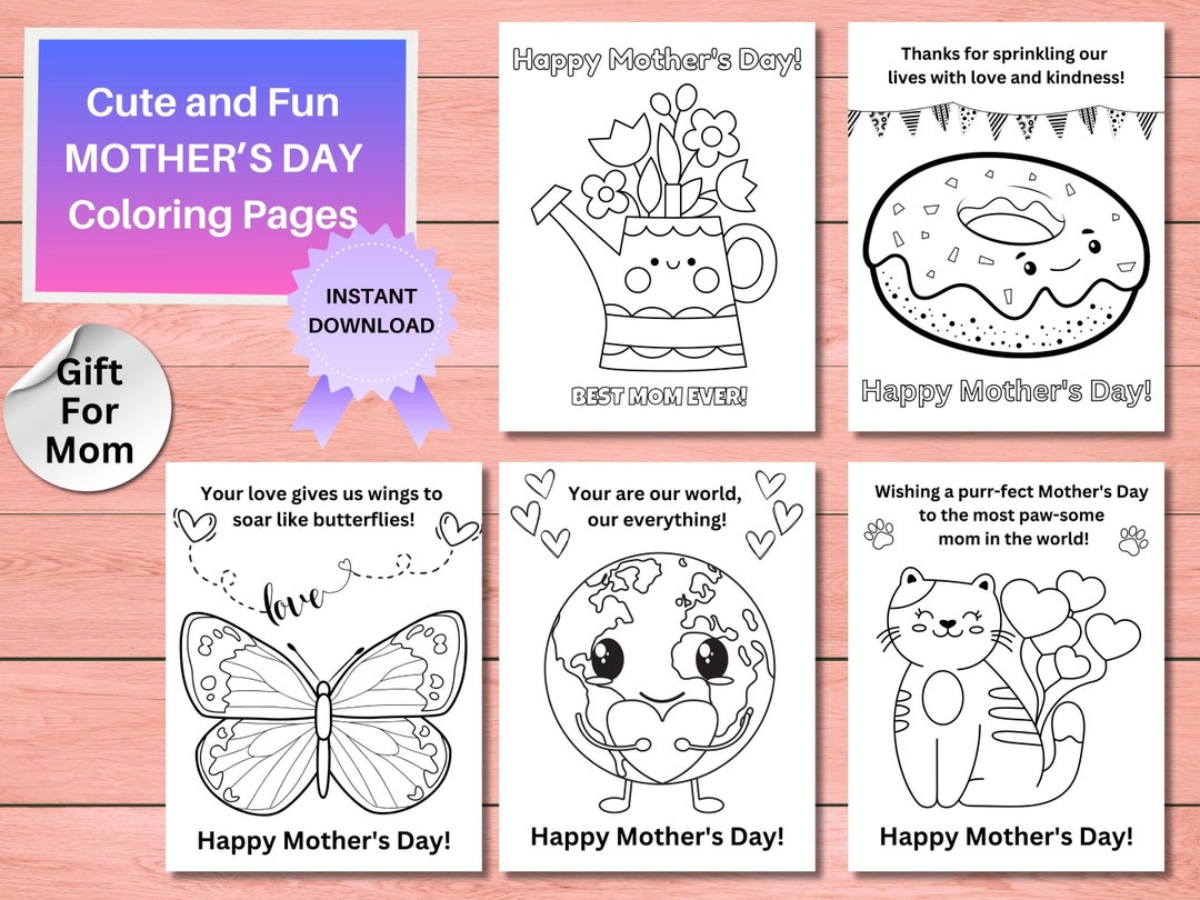 Mother's Day Coloring Pages for Kids, Fun Craft Idea, Gift for Mom ...